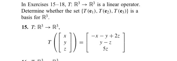 Solved In Exercises 15-18, T: R^3 R^3 is a linear operator. | Chegg.com