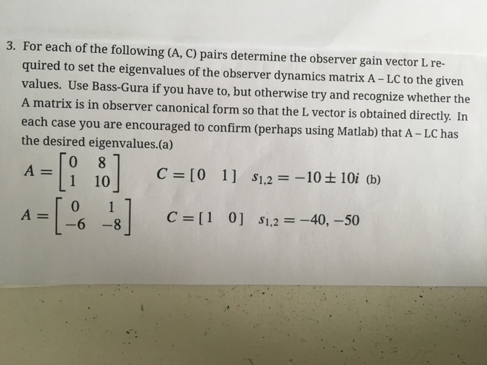 Solved For each of the following (A, C) pairs determine the | Chegg.com