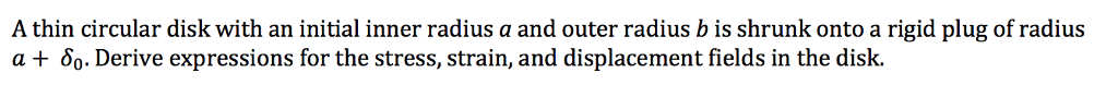 Solved A thin circular disk with an initial inner radius a | Chegg.com