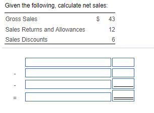 Solved Given the following, calculate net sales: Gross Sales | Chegg.com