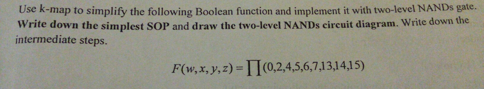 Solved Use K Map To Simplify The Following Boolean Function 4661