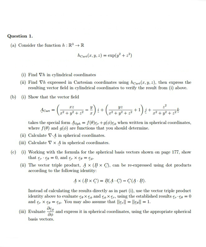 Solved Question 1. (a) Consider the function h R3 R hcart | Chegg.com