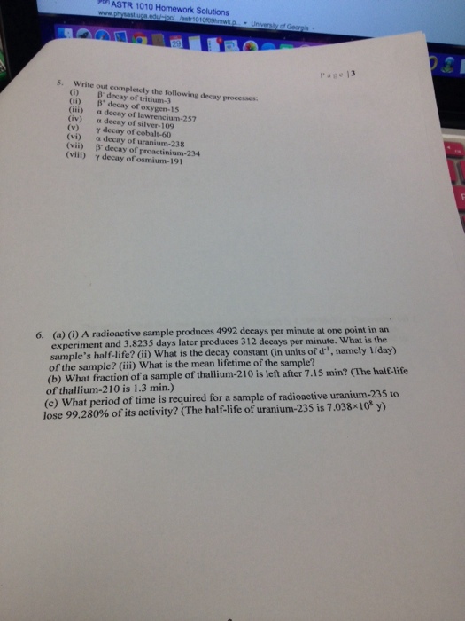 Solved ASTR 1010 Homework Solutions Pagel3 s. Write out | Chegg.com