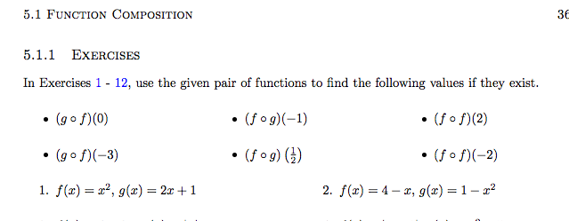 Solved Just # 1, for all of the given pair of functions | Chegg.com