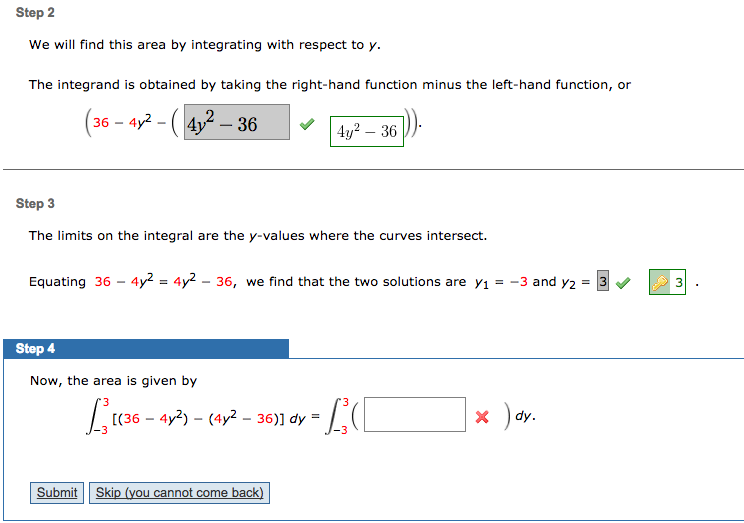Solved Step 2 We will find this area by integrating with | Chegg.com