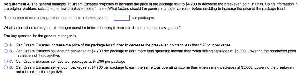 Solved Dream Escapes generates average revenue of $5,000 per | Chegg.com Solved Dream Escapes generates average revenue of $5,000 per | Chegg.com
