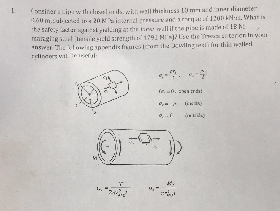 Solved 1. Consider a pipe with closed ends, with wall | Chegg.com