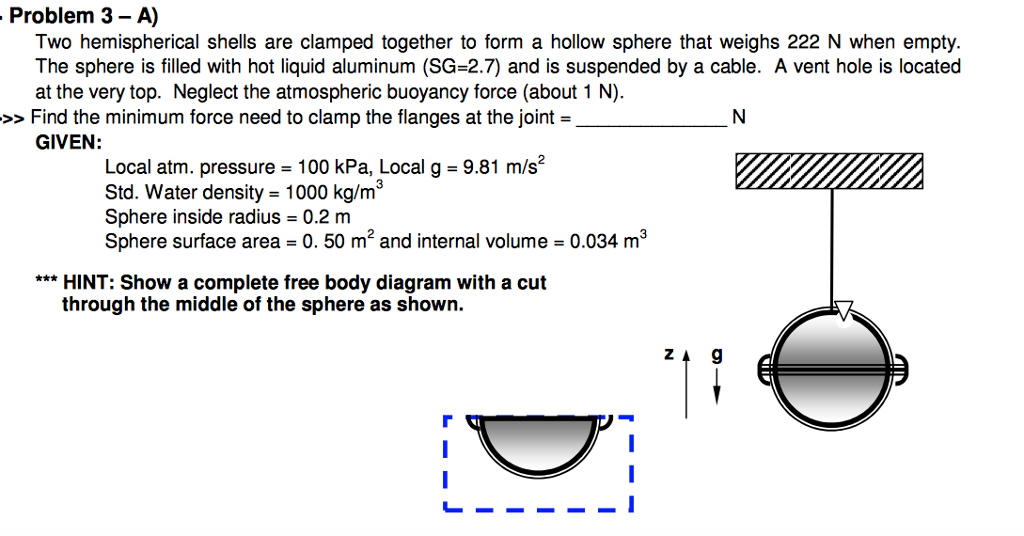 Solved Two hemispherical shells are clamped together to form | Chegg.com