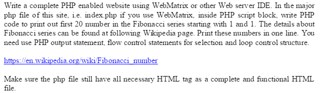 Solved Write a complete PHP enabled website using WebMatrix | Chegg.com