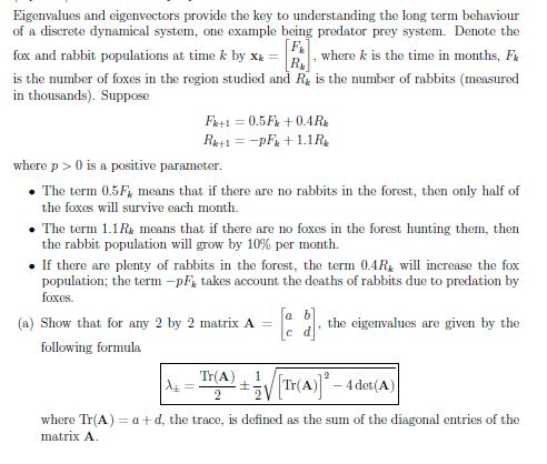Solved Eigenvalues and eigenvectors provide the key to | Chegg.com