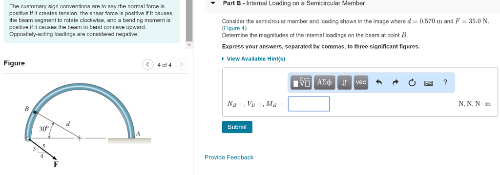 Solved Part B Internal Loading on a Semicircular Member The | Chegg.com