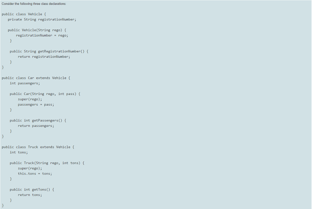 Solved Consider the following three class declarations | Chegg.com Solved Consider the following three class declarations | Chegg.com