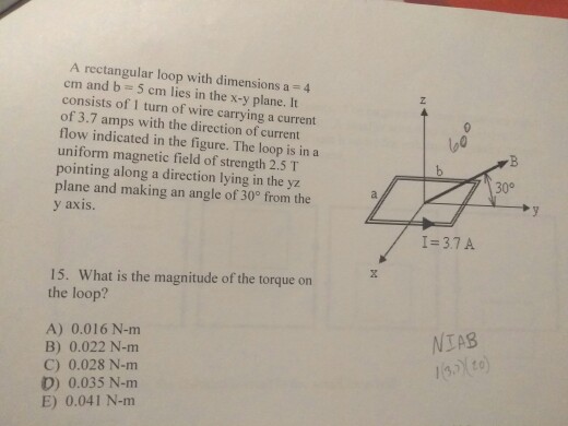 Solved A rectangular loop with dimensions a-4 cm and b 5 cm | Chegg.com