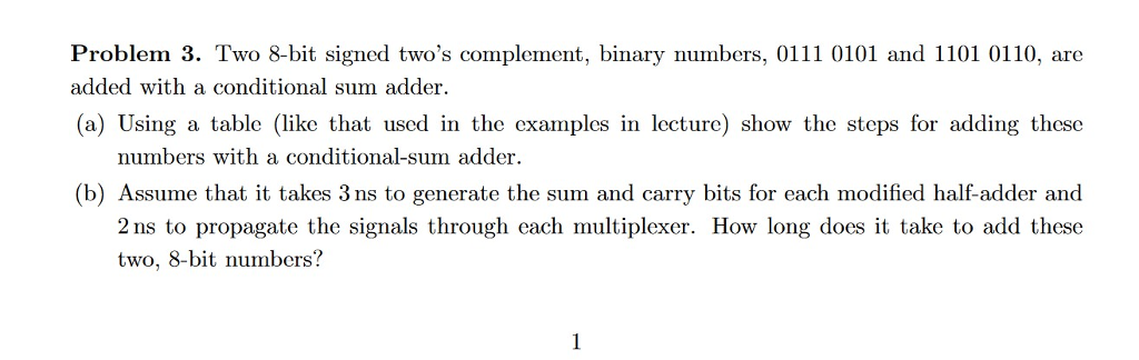 Solved Problem 3 Two 8 Bit Signed Twos Complement Binary 0453