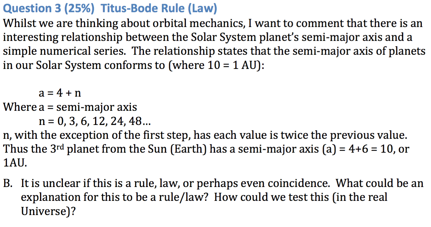 Solved Question 3 (25%) Titus-Bode Rule (Law) Whilst we are | Chegg.com