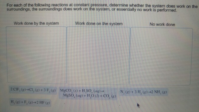 Solved For each of the following reactions at constant | Chegg.com