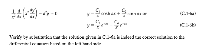Solved C2 y-cosh ax + sinh ax or C4 (C.1-6a) 4 -a (C.1-6b) | Chegg.com