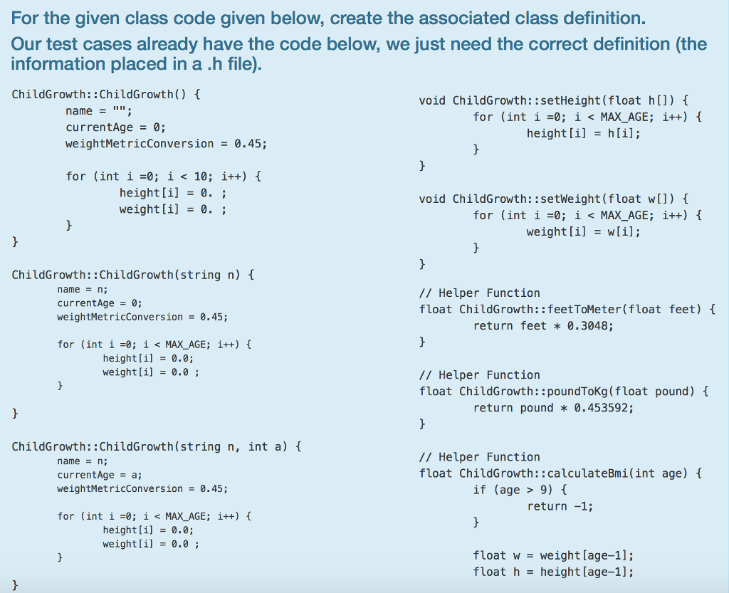 For the given class code given below, create the | Chegg.com