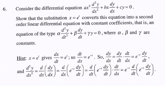 Solved Consider the differential equation ax^2 d^2y/dx^2 + | Chegg.com
