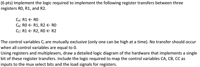 Solved (6 pts) Implement the logic required to implement the | Chegg.com