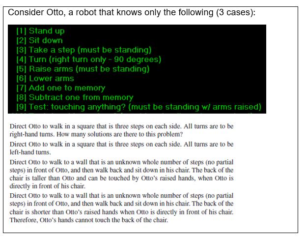 Solved Consider Otto, a robot that knows only the following | Chegg.com