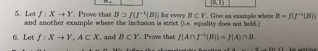 Solved Let f : X → Y. Prove that B and another example where | Chegg.com