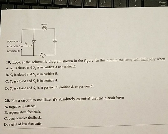 Solved LAMP POSITION A POSITIONC POSITION B 52 19. Look at | Chegg.com