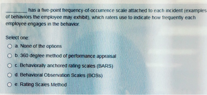 Solved has a five-point frequency-of-occurrence scale | Chegg.com