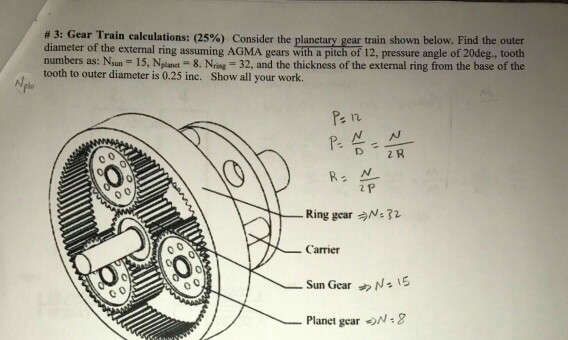 Solved # 3: Gear Train calculations: (25%) Consider the | Chegg.com