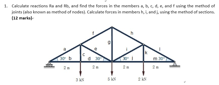 Solved 1. Calculate reactions Ra and Rb, and find the forces | Chegg.com