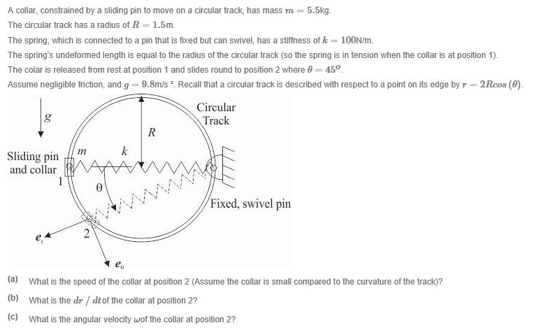 A collar, constrained by a sliding pin to move on a | Chegg.com