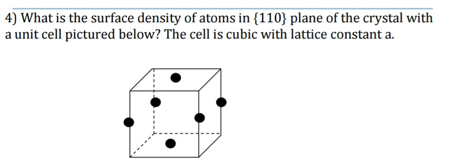 Solved What is the surface density of atoms in {110} plane | Chegg.com