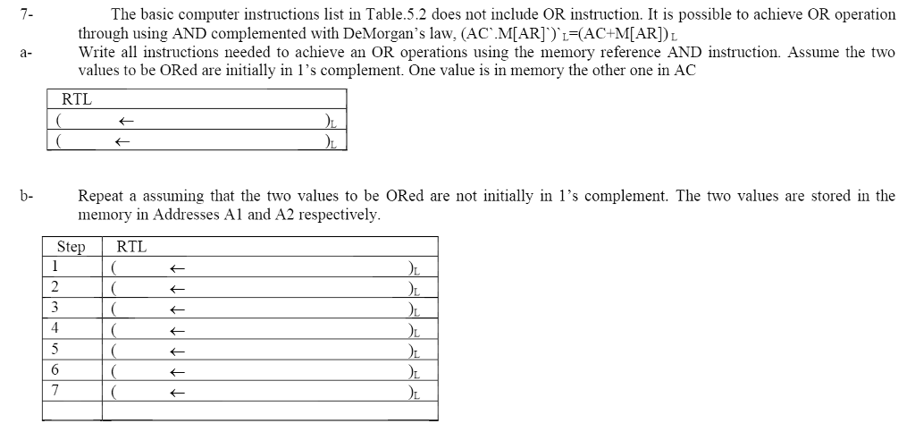 Solved The basic computer instructions list in Table.5.2 | Chegg.com