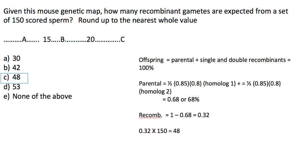 Solved Given this mouse genetic map, how many recombinant | Chegg.com