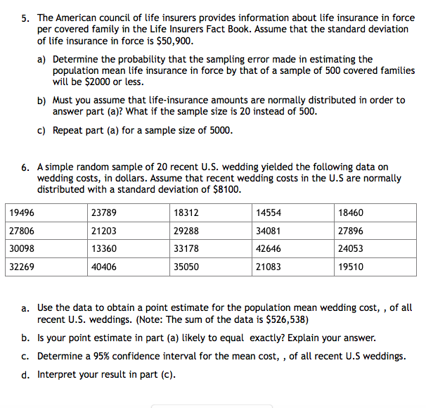 Solved 5. The American council of life insurers provides | Chegg.com