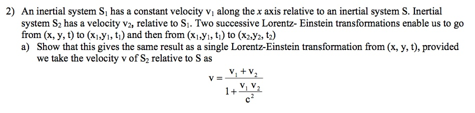 Solved An inertial system S_1 has a constant velocity v_1 | Chegg.com
