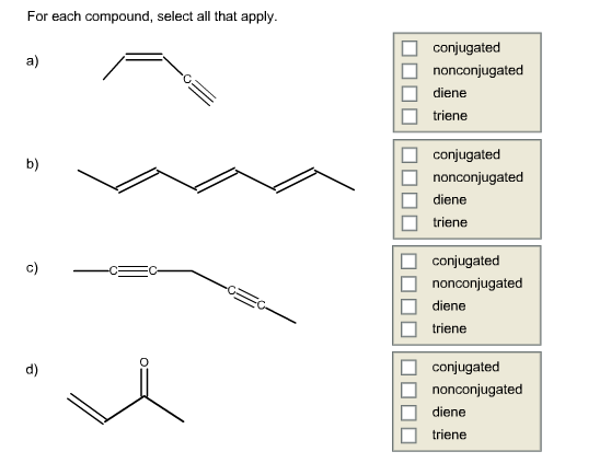 Solved For each compound, select all that apply. a) | Chegg.com