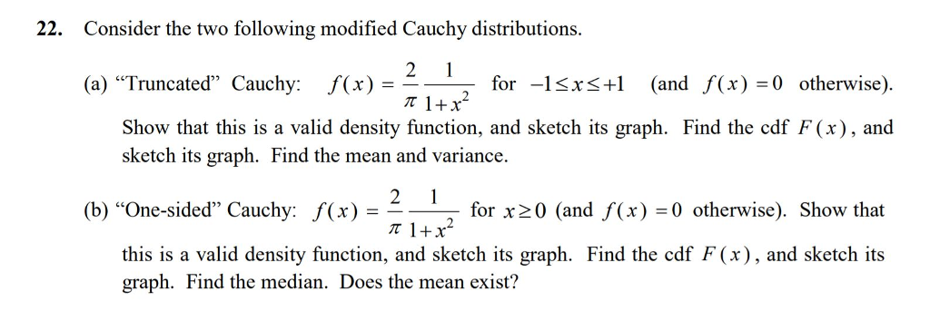 Solved Consider the two following modified Cauchy | Chegg.com