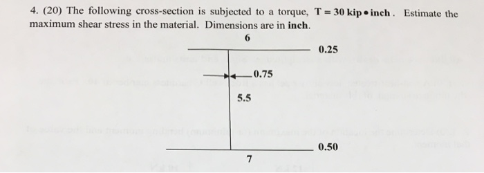 Solved The following cross-section is subjected to a torque, | Chegg.com