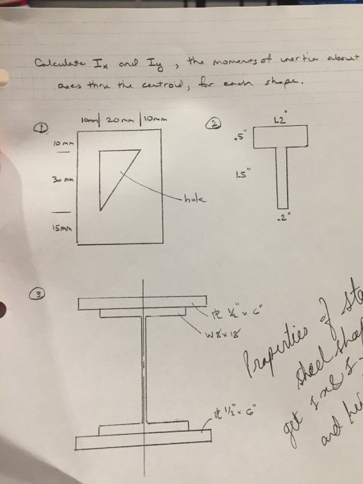 Calculate Ix and Iy , the moments of inertia about | Chegg.com