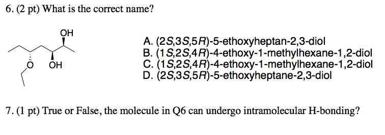 Solved 6. (2 pt) What is the correct name? CHI A. | Chegg.com
