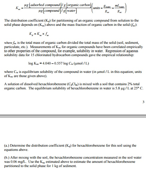 Solved (a.) Determine the distribution coefficient (Kd) | Chegg.com