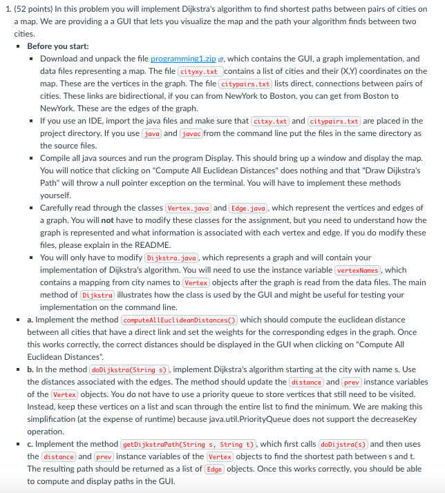 Solved 1. (52 points) In this problem you will implement | Chegg.com