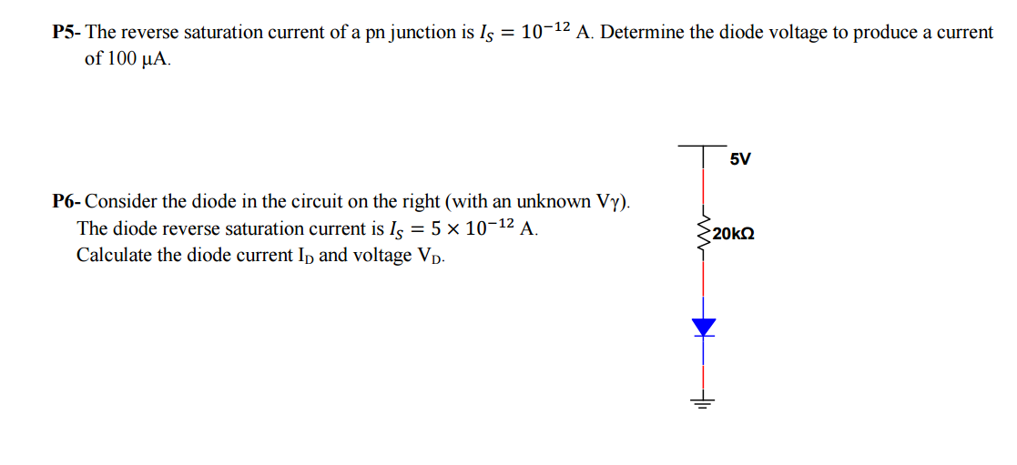Solved The reverse saturation current of a pn junction is Is | Chegg.com