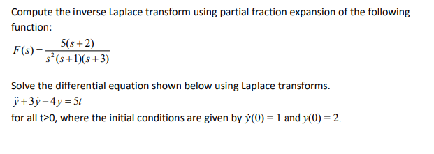 Solved Compute the inverse Laplace transform using partial | Chegg.com