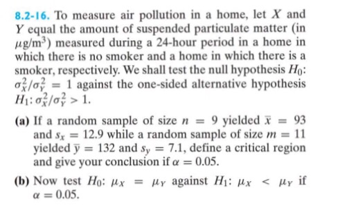 Solved To measure air pollution in a home, let X and equal | Chegg.com