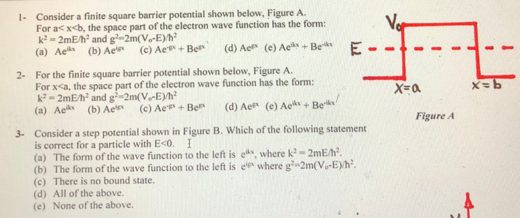 Solved Consider a finite square barrier potential shown | Chegg.com