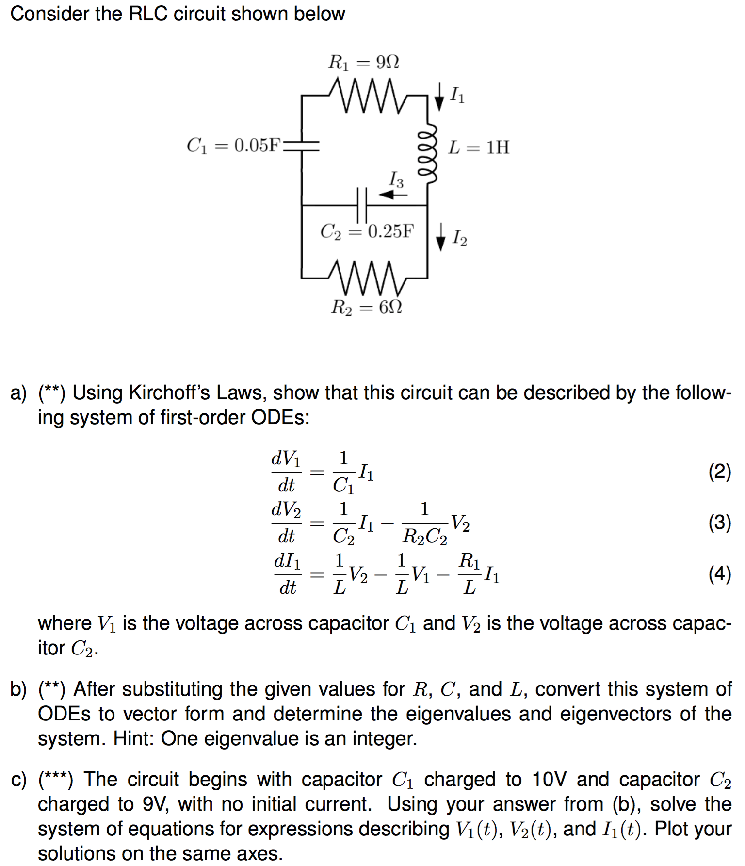 Solved Consider the RLC circuit shown below (**) Using | Chegg.com