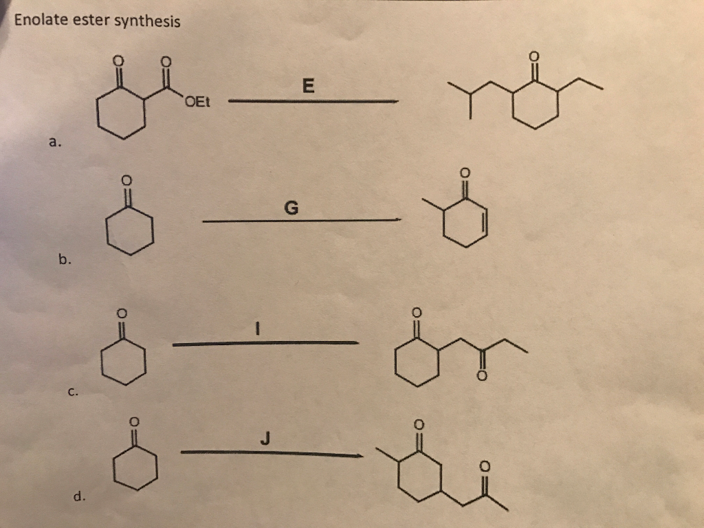 Solved Enolate ester synthesis O CO OEt b. C. 0 | Chegg.com