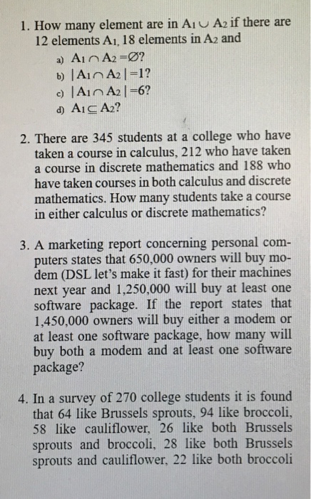 Solved How many element are in A_1 A_2 if there are 12 | Chegg.com
